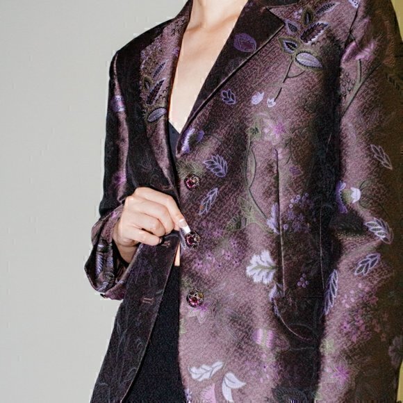 Basler | Jackets & Coats | Vintage Basler Jacquard Floral Blazer | Poshmark